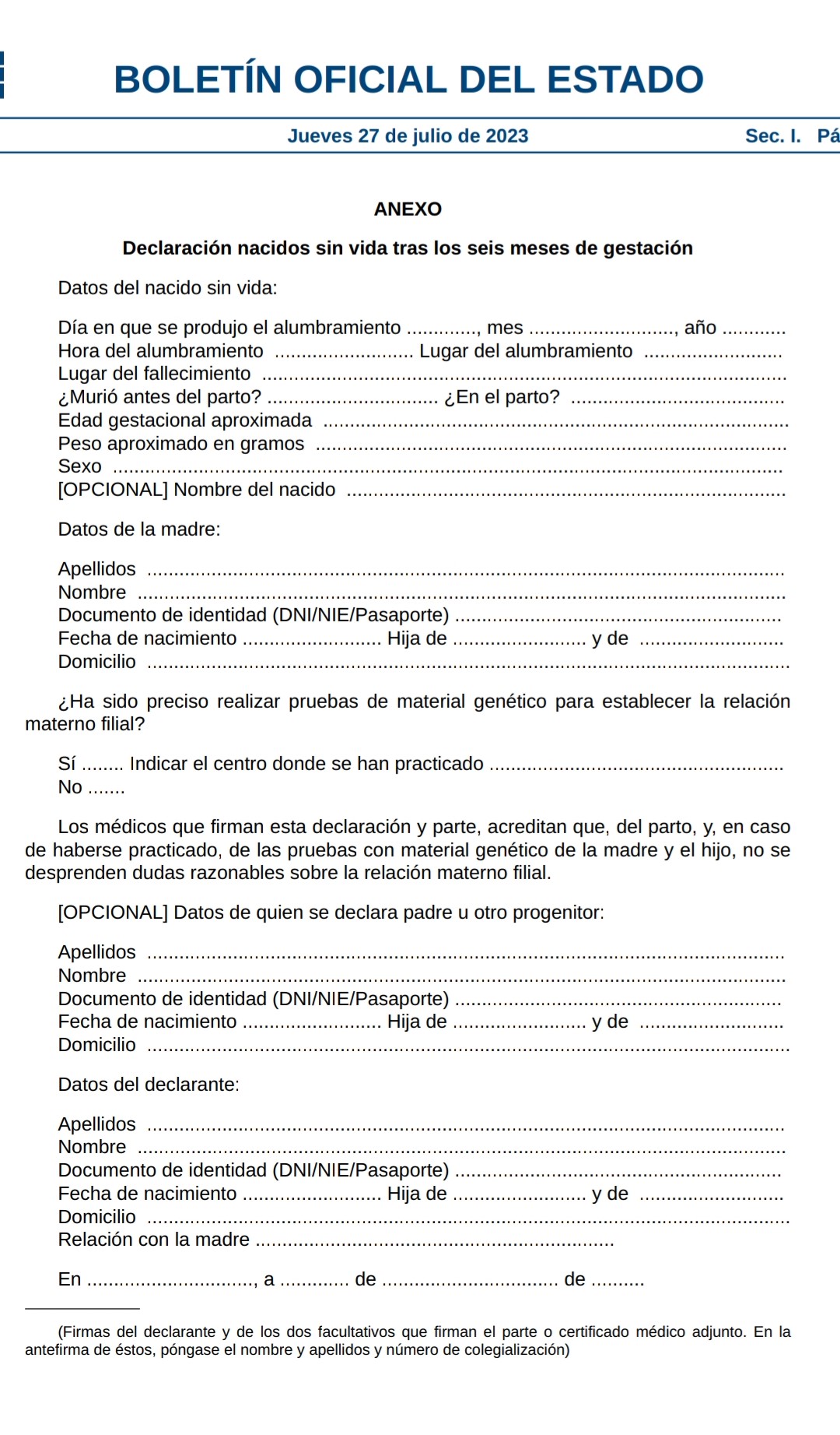 Declaración del nacimiento sin vida tras seis meses de gestación - Red ...